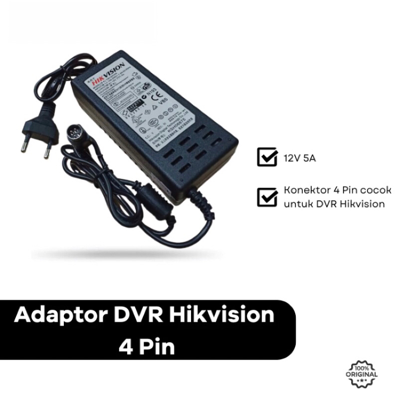 Jual Adaptor DVR CCTV Hikvision 12V 5A 4 Pin | Shopee Indonesia
