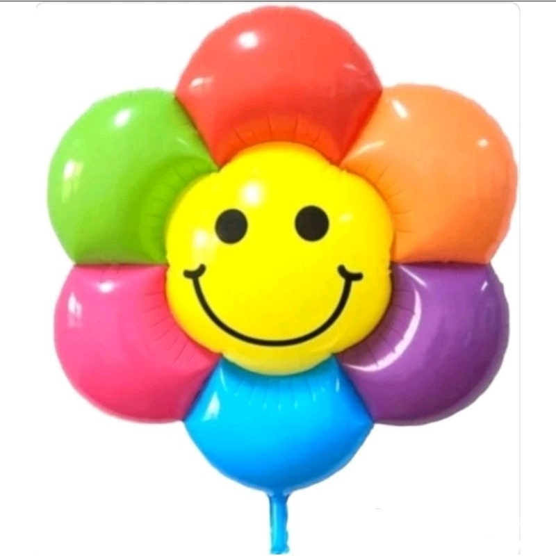 Jual Balon Bunga Warna Warni Rainbow Balon Bunga Matahari Smile Daisy ...