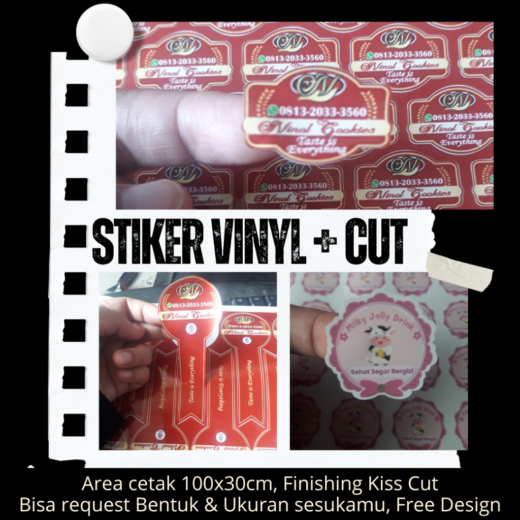 Jual yummi Stiker Logo Olshop Anti Air Print & Cutting Sticker Label ...