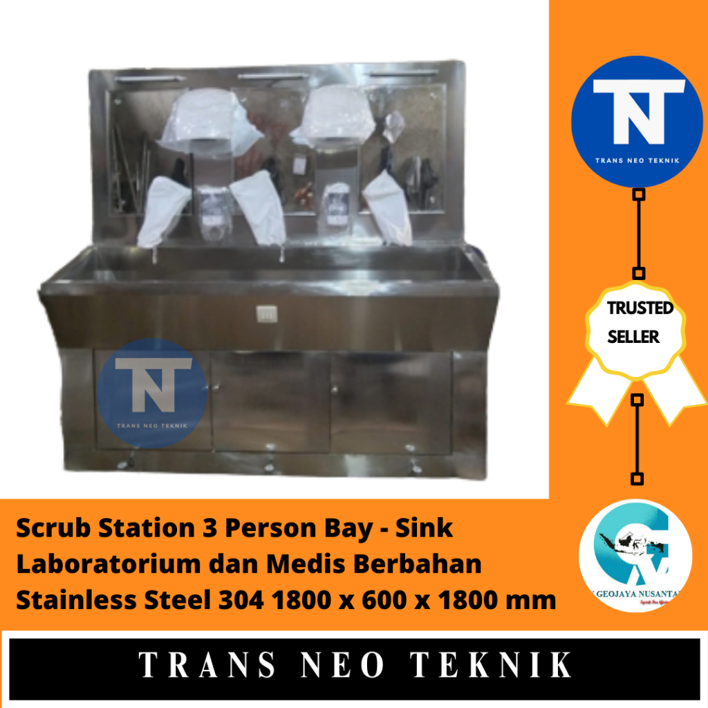 Jual Scrub Station 3 Person Bay - Sink Laboratorium dan Medis Berbahan Stainless Steel 304 1800 ...