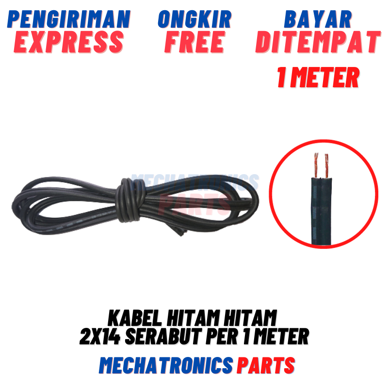 Jual Kabel Hitam Hitam 2x14 2x18 AWG24 Per 1 Meter AWG 24 Audio Listrik ...