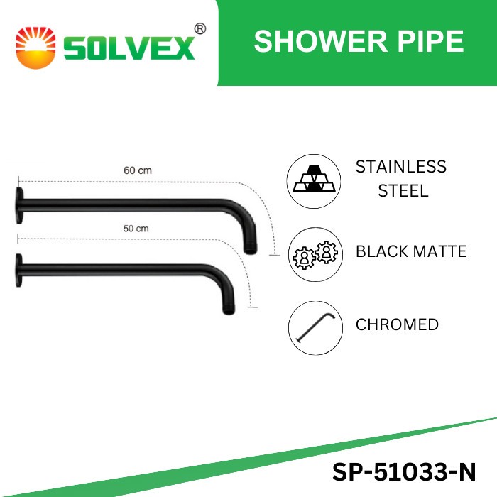 Jual SOLVEX Shower Pipe Tiang Wall Shower Pipa Dinding HITAM Tembok (SP-51033-N) | Shopee Indonesia