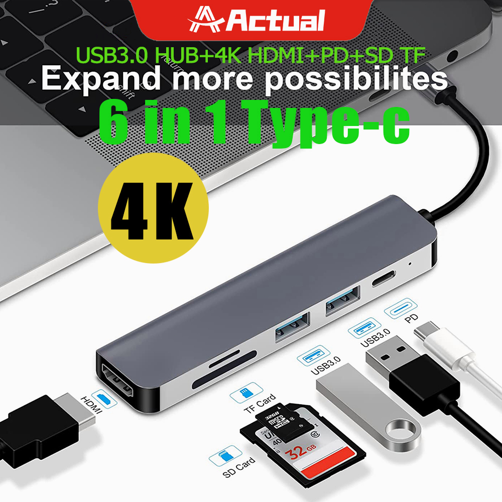 Jual Actual COD Adapter Konverter Usb Tipe C Ke Usb 3.0 Pd 6 In 1 ...