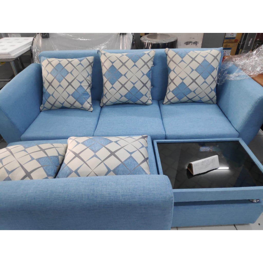 Jual RIKI L PUTUS (SOFA SET)*/KURSI SOFA WARNA BIRU CANTIK /KURSI RUANG ...