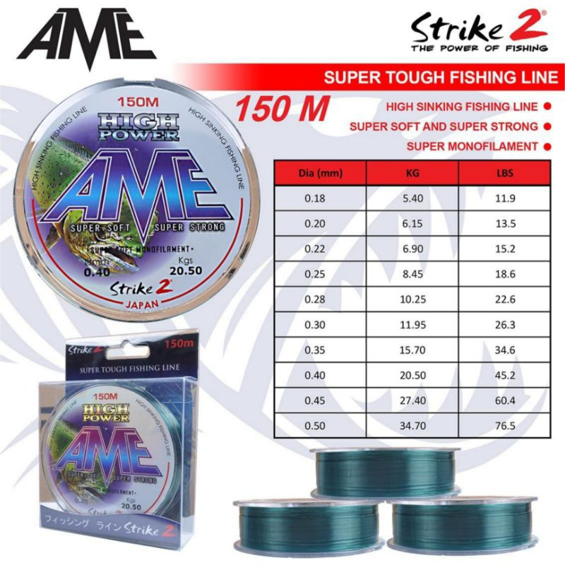 Jual Senar Nylon Monofilament Strike 2 Ame 150M Pilih Ukuran | Shopee ...
