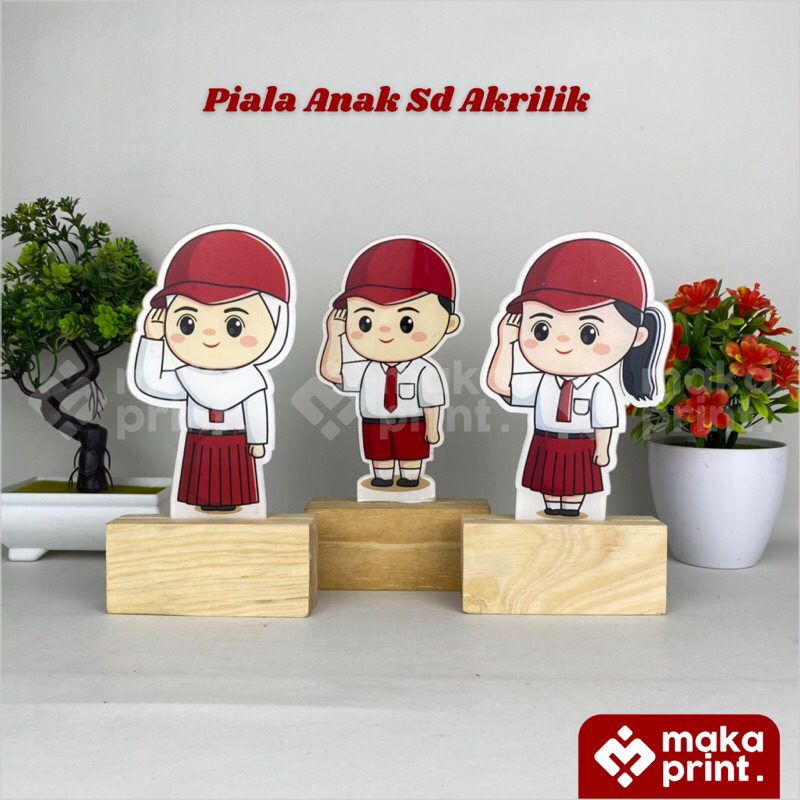 Jual Piala Akrilik Sekolah (Siswa SD) Tatakan Kayu Free Stiker Nama ...