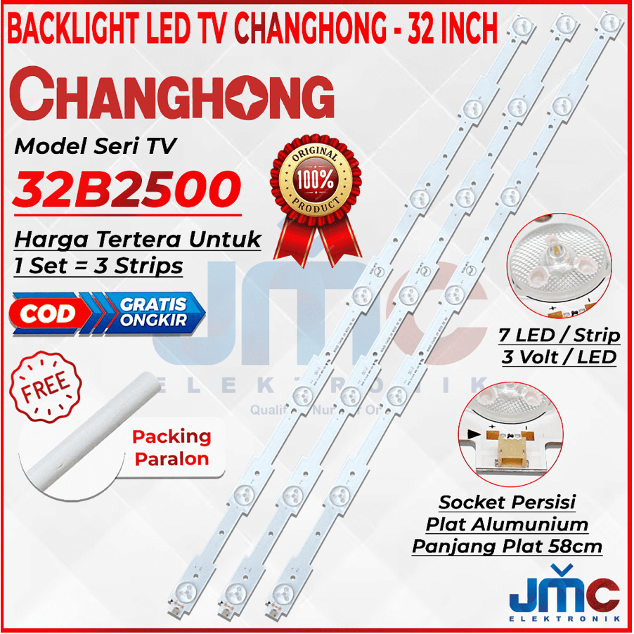 Jual BACKLIGHT TV LED CHANGHONG 32 INCH 32B2500 32 B2500 7K 3V | Shopee Indonesia