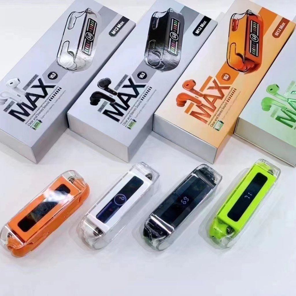 Jual Earphone TWS M12 Max Earbud Gaming dengan Power Bank LED | Shopee ...