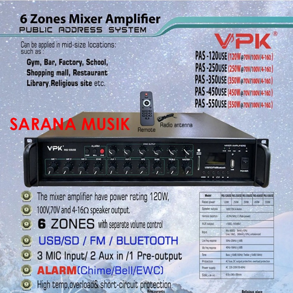 Jual Mixer Amplifier VPK PAS 550 USE VPK PAS550USE VPK PAS-550USE 550W ...