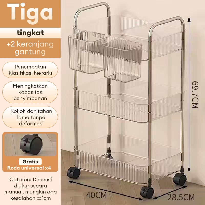 Jual Rak troli Transparan Rak Snack Rak Kamar Tidur Ruang Tamu ...