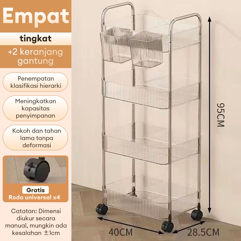 Jual Rak troli Transparan Rak Snack Rak Kamar Tidur Ruang Tamu ...