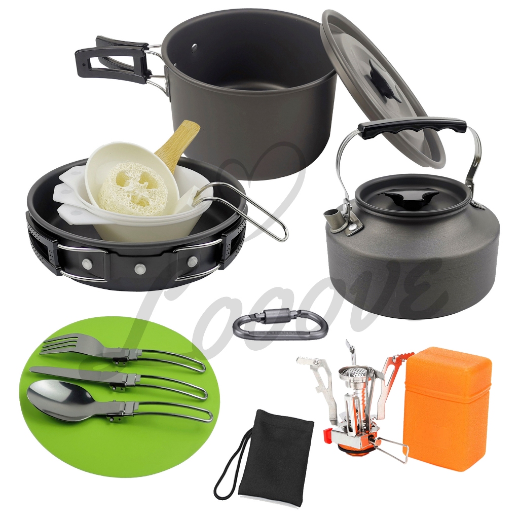 Jual Paket Lengkap Alat Masak Camping + Kompor / Nesting Cooking Set 17 ...