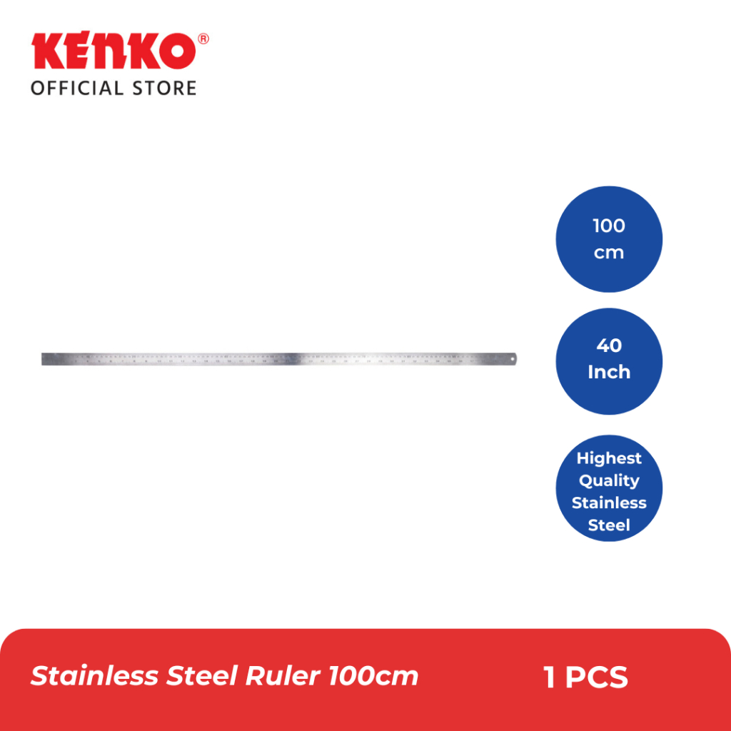 Jual KENKO STAINLESS STEEL RULER / Penggaris Besi 100CM | Shopee Indonesia