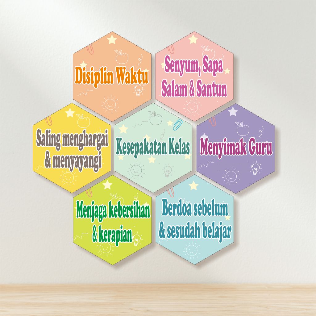 Jual Prima Shabby Hiasan Dinding Kelas Sekolah Pajangan Walldecor 7 in 1 Hexagonal Kesepakatan ...