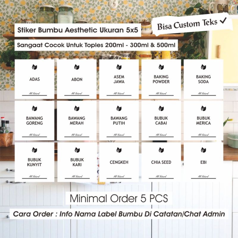 Jual Stiker Bumbu Dapur Aesthetic Waterproof Size 5x5 | Shopee Indonesia