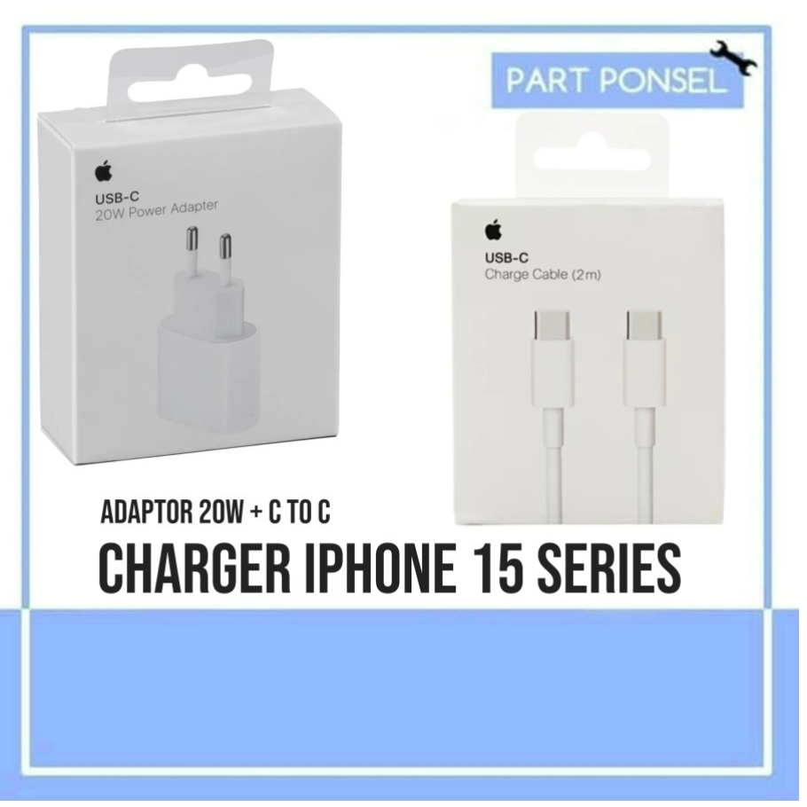 Jual charger iphone 15 pro max kabel adaptor fullset charger iphone15 original iphone15promax ...