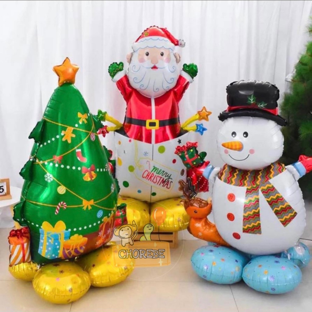 Jual Balon Foil Merry Christmas Dekorasi Natal Standing Berdiri Santa ...