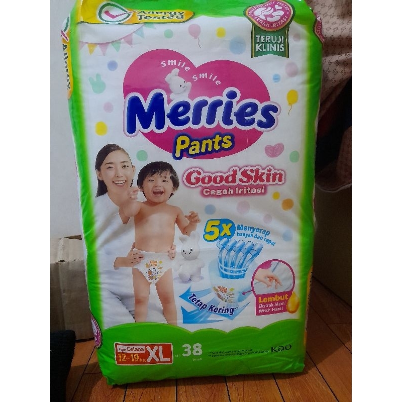 Jual Popok Merries Pants Good Skin XL 38 | Shopee Indonesia