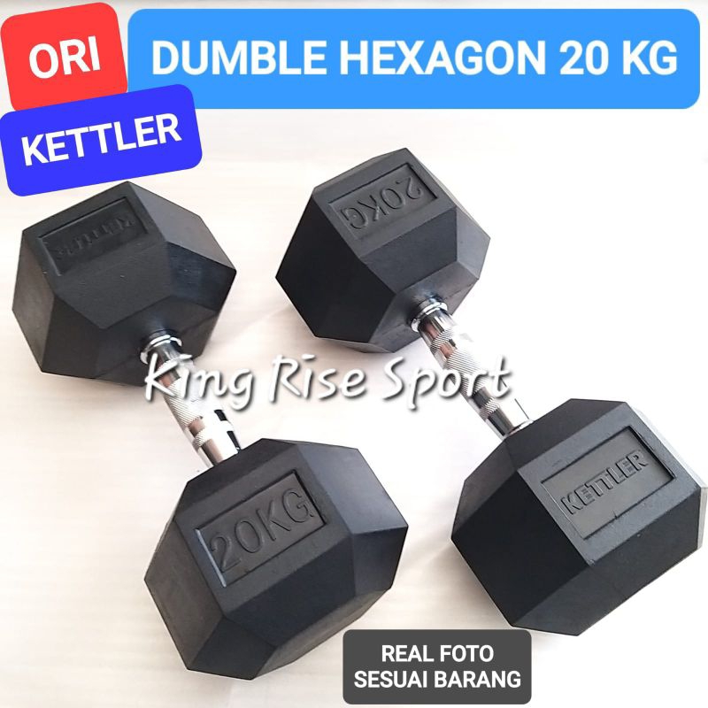 Jual KETTLER Fixed Hexagonal Dumbell/ Dumble Hexagon 20 KG - ORI ...