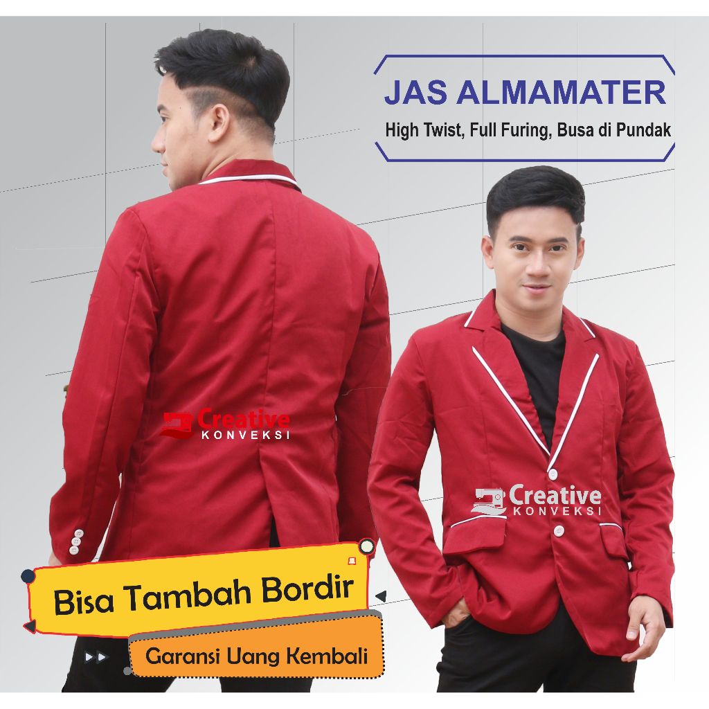 Jual Jas sekolah, Jas almamater Sekolah, Jas Merah Maroon variasi lis ...