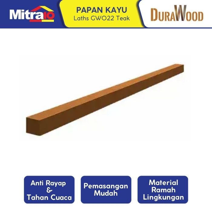 Jual Durawood Papan Kayu Komposit Laths GW022 Teak 300x2.5x2.5 Cm ...