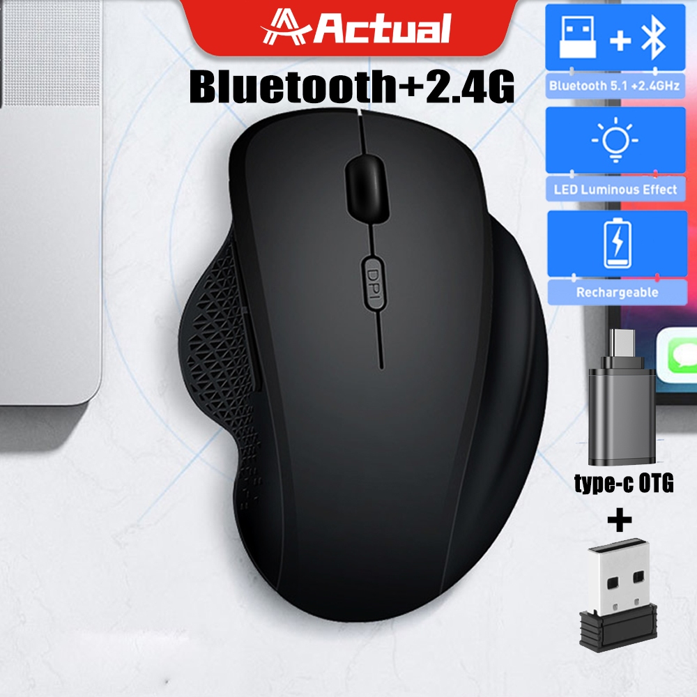 Jual Actual 【COD】Wireless Mouse Rechargeable 2.4G Bluetooth USB Office ...