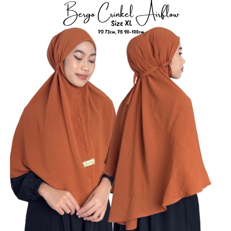 Jual HIJAB JILBAB INSTAN BERGO TALI MARYAM CRINKLE SIZE M L XL | Shopee Indonesia