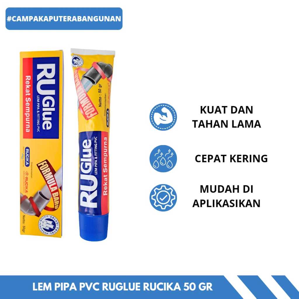 Jual LEM PIPA RUGLUE RUCIKA TUBE 50 GRAM | LEM SAMBUNGAN PIPA PVC ...