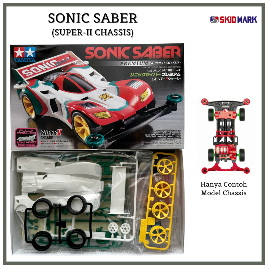 Jual Mobil Rakit Tamiya Mini 4WD - Sonic Saber Super II Chassis (ORIGINAL) | Shopee Indonesia