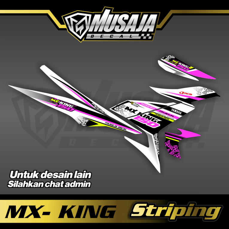 Jual Decal Striping mx king viral motif bunga putih pink hitam - dekal ...