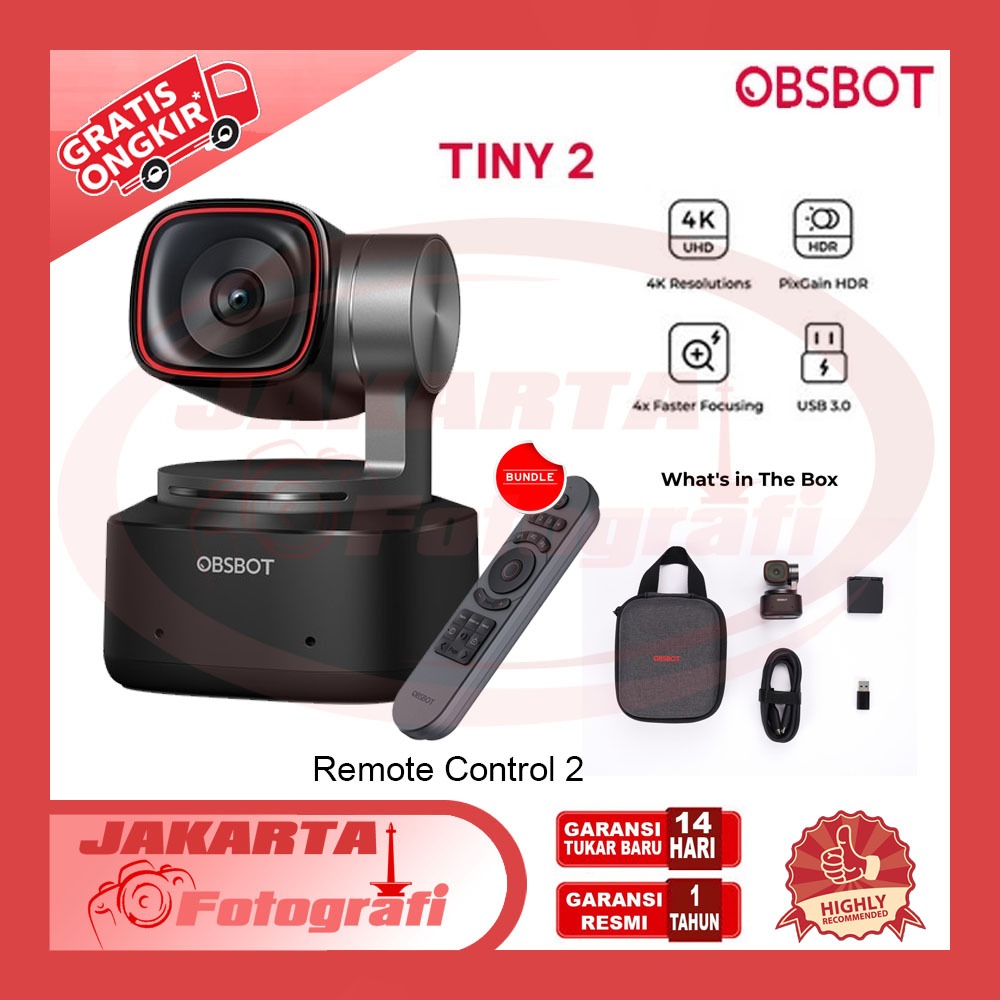 Jual OBSBOT Tiny 2 Bundle With Remote Control 2 AI-Powered PTZ 4K ...