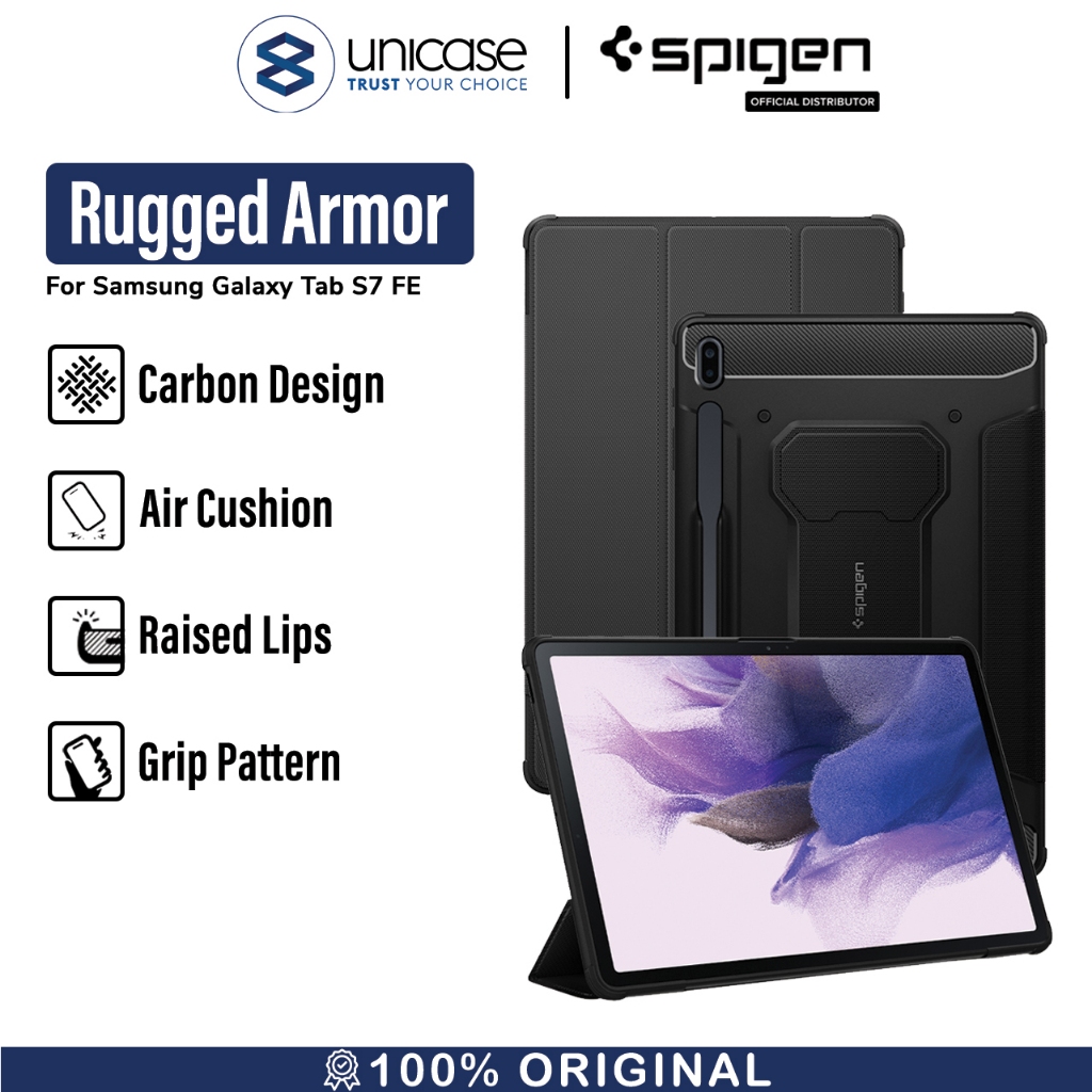 Jual Case Samsung Galaxy Tab S7 FE 5G Spigen Rugged Armor Carbon Casing ...