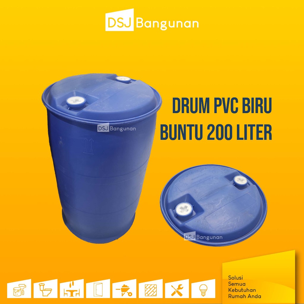 Jual Drum Plastik PVC Biru Tong Air Drum 200 Liter Kirim Instant ...