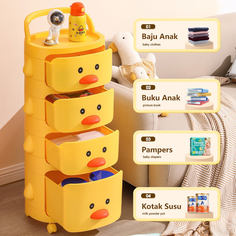 Jual PREMIUM LEMARI SUSUN TINGKAT BEBEK DUCK KUNING BIRU PINK RAK ...