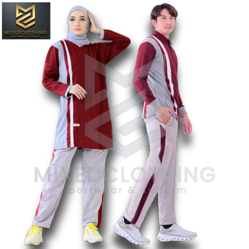 Jual 1 set setelan olahraga pria wanita/setelan olahraga couple muslim ...
