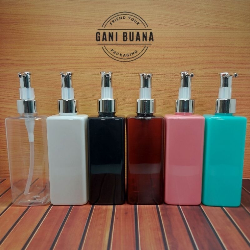 Jual BOTOL PUMP 250ML KOTAK VARIAN WARNA TUTUP PUMP CLIP OIL SILVER/BOTOL AESTETIC 250ML ...