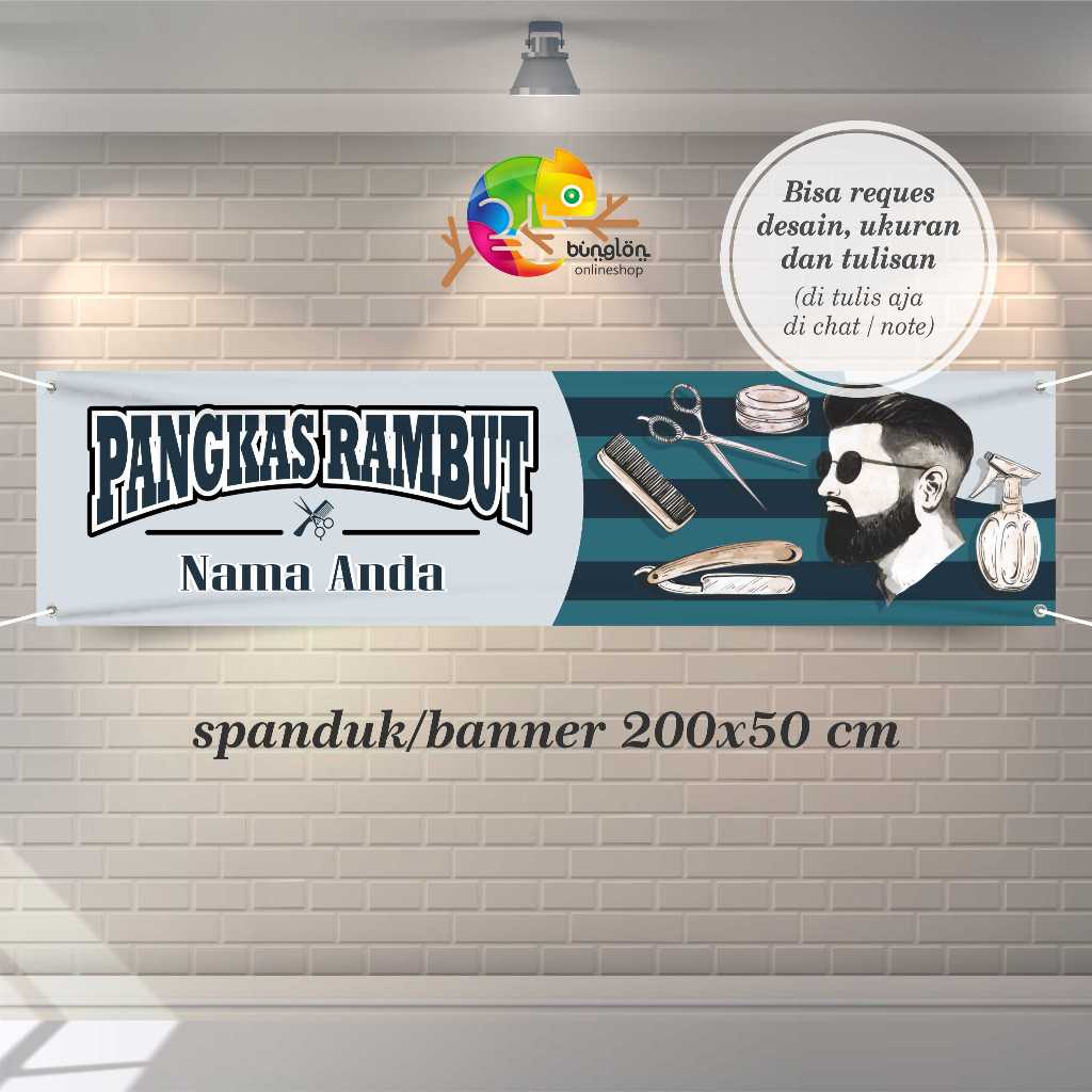 Jual Spanduk Banner Pangkas Rambut Barbershop Simple Keren Model ZB ...
