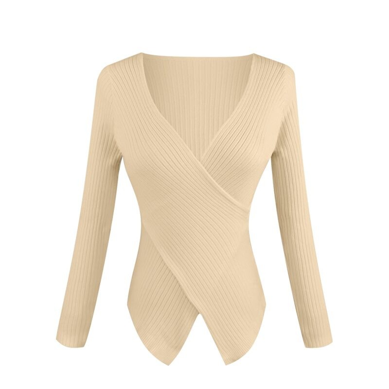 Jual MISS'O BJ1371 Sweater Wanita Seksi Bahan Rajut V-neck Lengan ...