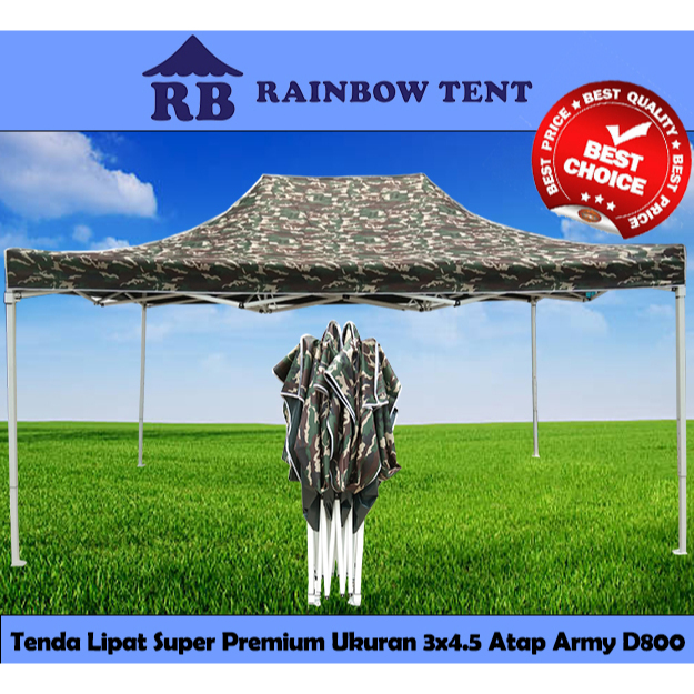 Jual Tenda Lipat 3x4,5 Super Premium (1,4mm) + Atap D800 Army Tebal ...