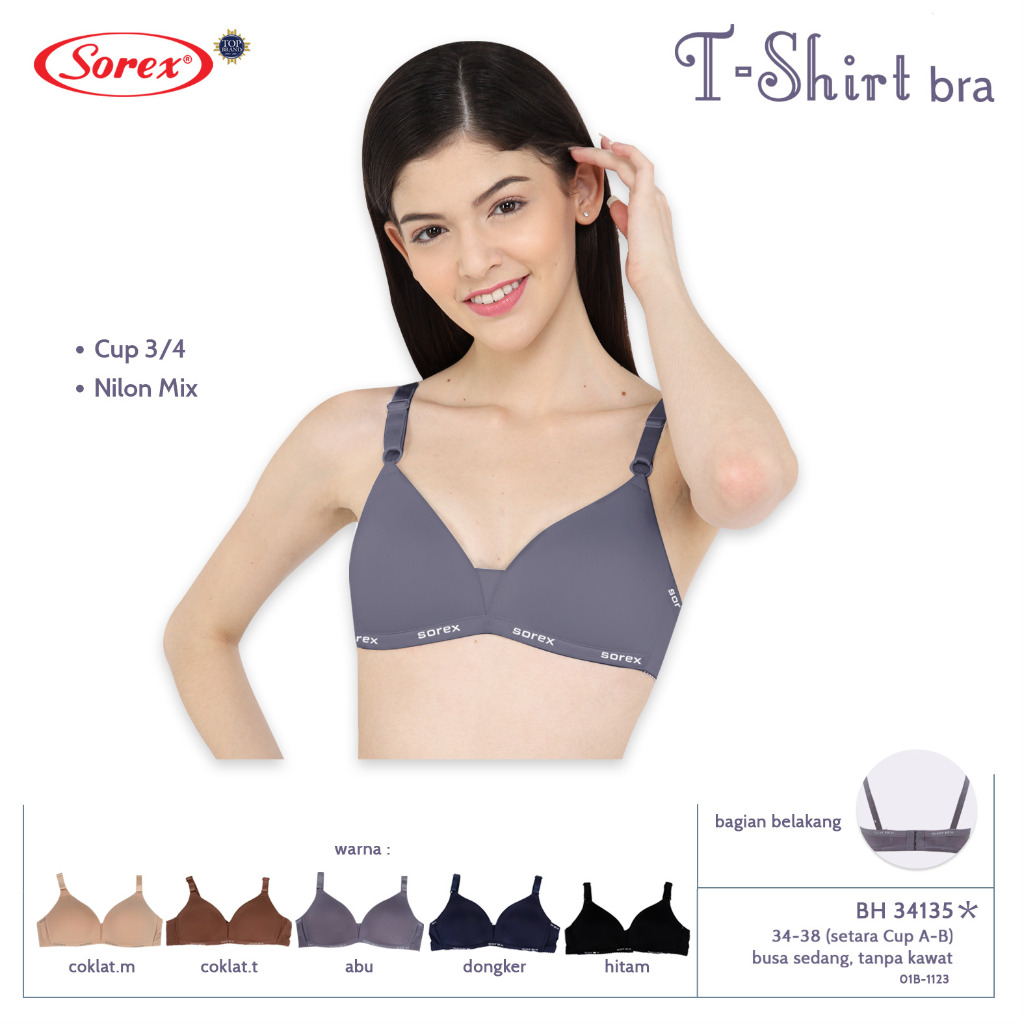 Jual Sorex T-shirt Bra Busa Tanpa Kawat Kait 3 Setara Cup B BH Harian 34135 | Shopee Indonesia