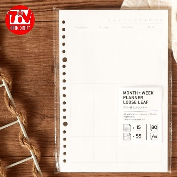 Jual Kertas File Agenda Weekly Diary & Monthly Planner DIY Loose Leaf ...