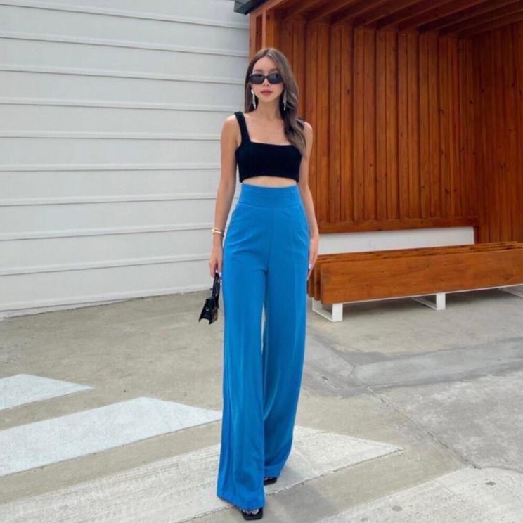 Jual Promthong (พรหมทอง) KPL Celana Kulot High Waist Zipper Samping Wanita | Shopee Indonesia