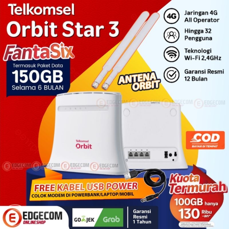 Jual Telkomsel Orbit Star 3 Modem Wifi 4G Highspeed Free 150GB data ...