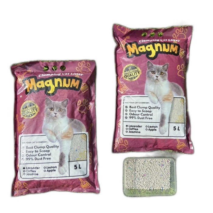 Jual Magnum Cat Litter Pasir Kucing Wangi Gumpal 5 ltr Bentonite ...