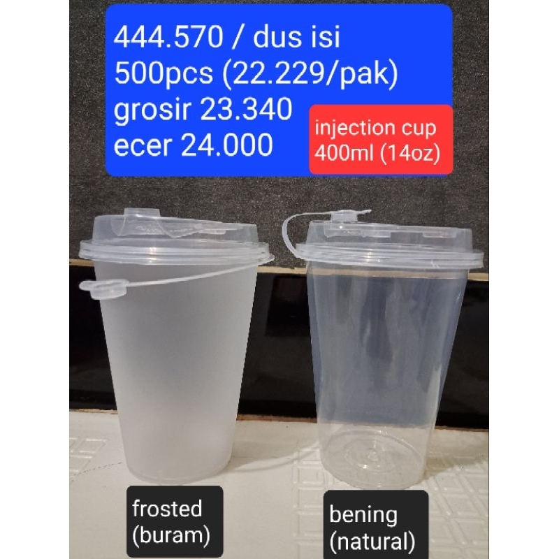 Jual COD2 ECER Harga turun...injection cup 400ml datar/oval 380ml (14oz ...