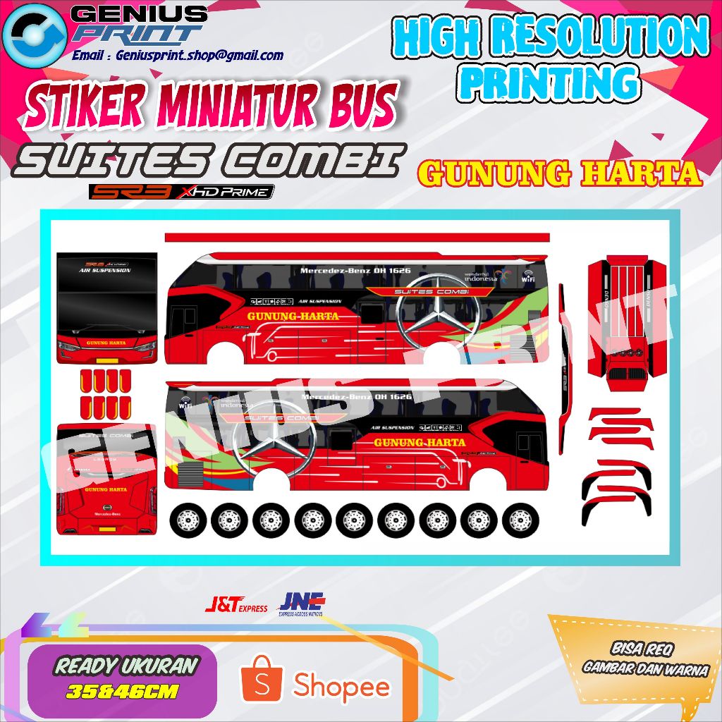 Jual Stiker A3 Miniatur Bus SR3 Suite Combi Livery Gunung Harta | Sinar ...