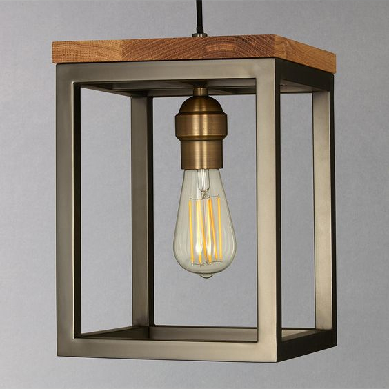 Jual lampu persegi besi kayu dimensi 18x18x23.5 cm | Shopee Indonesia