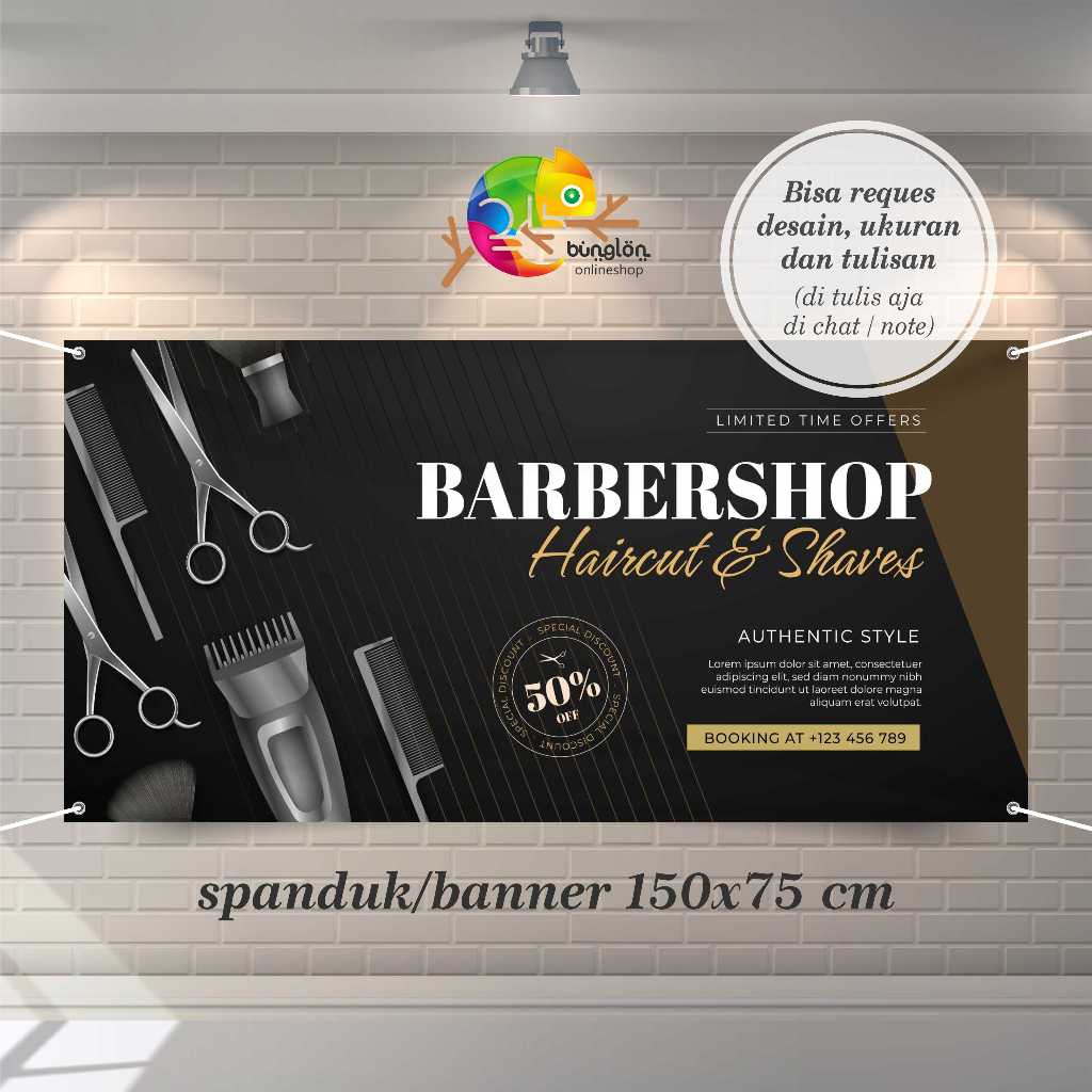 Jual Spanduk Banner Pangkas Rambut Barbershop Simple Custom Tulisan ...