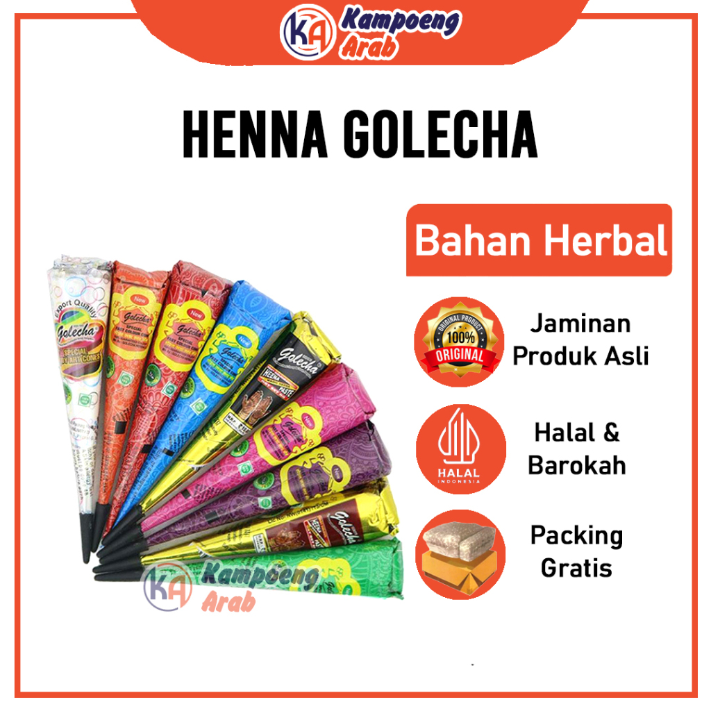 Jual Golecha Heena/Henna/Hena Magic BPOM Warna Maroon Red Hitam Cokelat ...