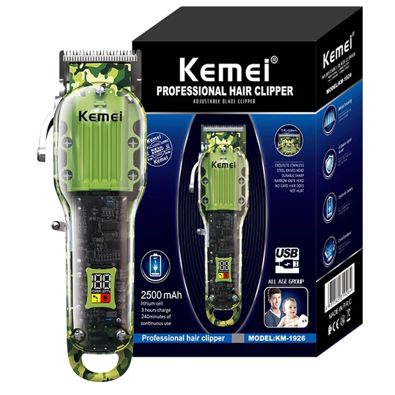 Jual ALAT CUKUR RAMBUT KEMEI KM-1926 TRANSPARAN MOTIF ARMY HAIR CLIPPER | Shopee Indonesia